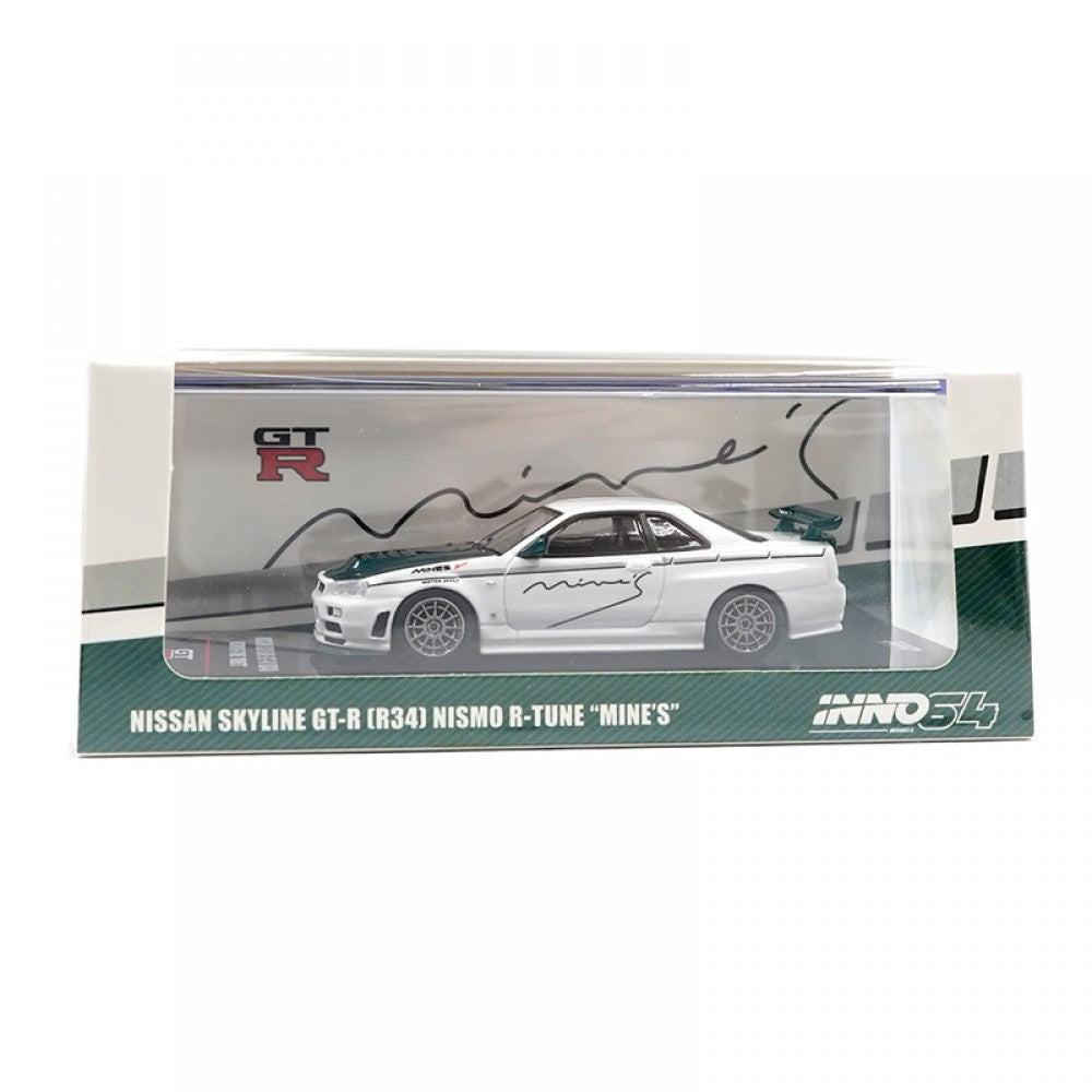 Inno64 Nissan Skyline GTR R34 Nismo R Tune Mine's White Green Carbon 1 ...